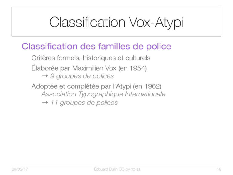Classification Vox-AtypI – Édouard Dullin